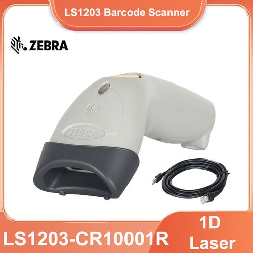 Zebra LS1203-CR10001R Corded Handheld 1D Laser Barcode Scanner With USB Cable | eBay