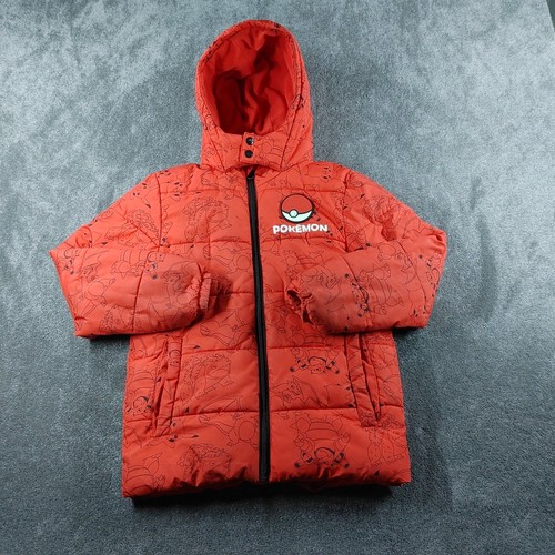 Pokémon Jacket 9-10 Years Boys Red Puffer Charizard Pikachu Hooded ...