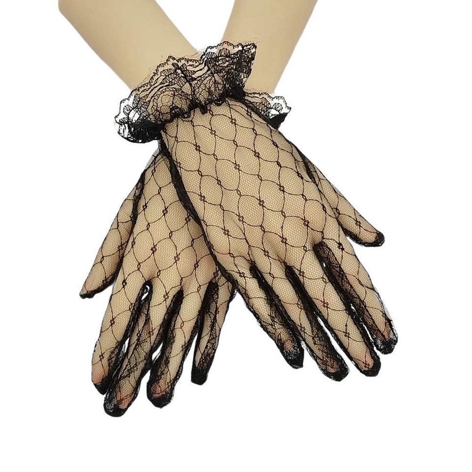 Women Stretch Lace Gloves Bridal Mesh Opera Evening Party Costume ...