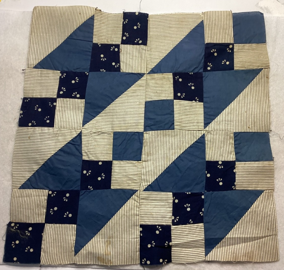 Quilt Blocks Jacobs Ladder Four Patch Lot Of 14 Civil War Era Indigo ...