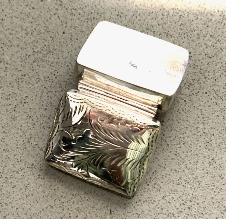 Vintage Engraved Sterling Silver Rectangle Pill Box | eBay