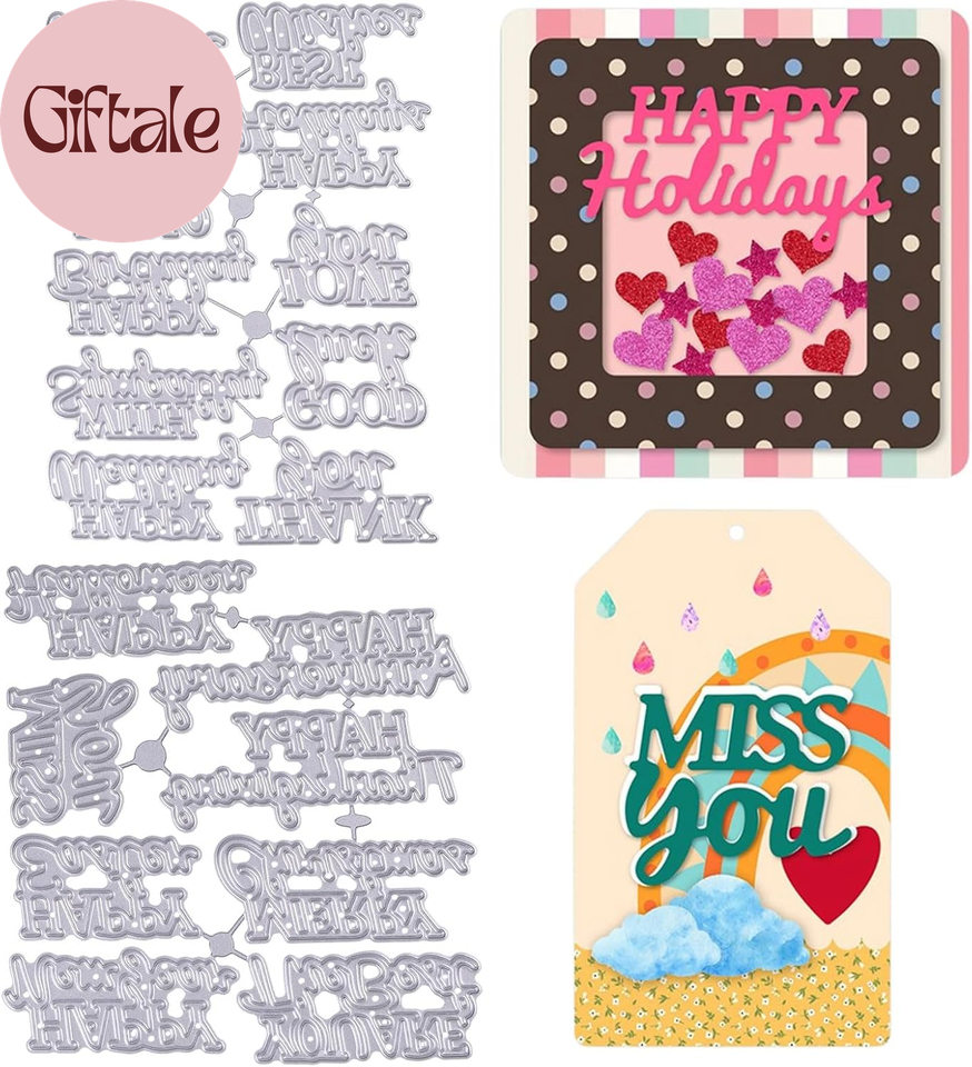 18 Pcs Sentiment Words Cutting Dies for Card Making, Blessing Words ...
