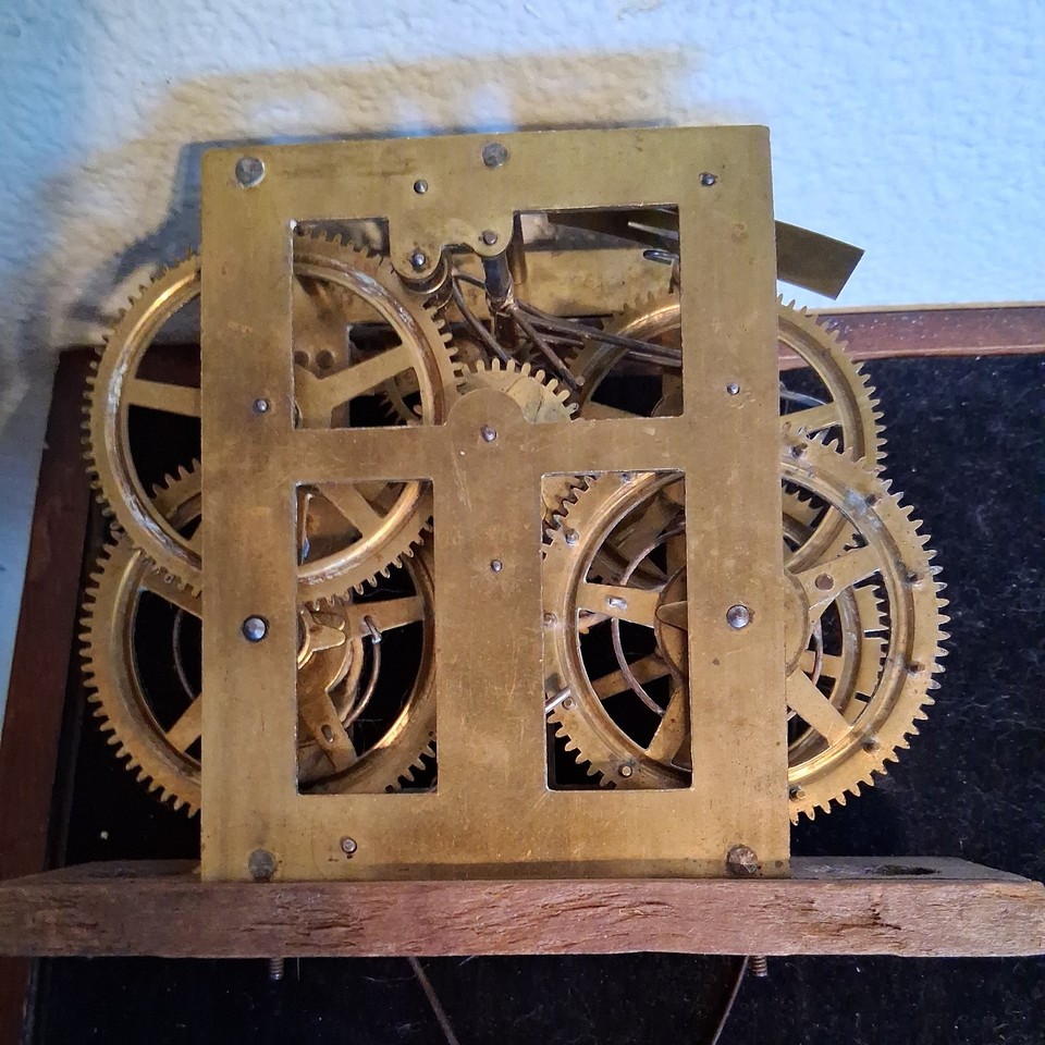 ANTIQUE ANSONIA WEIGHT DRIVEN CLOCK MOVEMENT UNTESTED GOOD SHAPE AS-IS ...