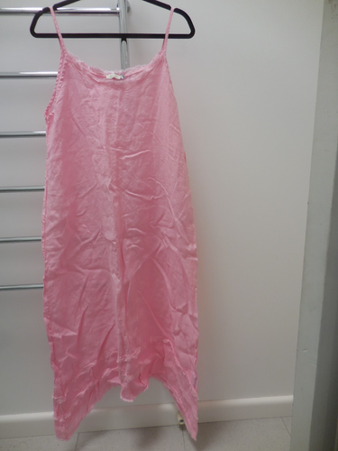 ITALIAN STAR MADE IN ITALY PINK LINEN A LINE MIDI DRES EXC COND L ...