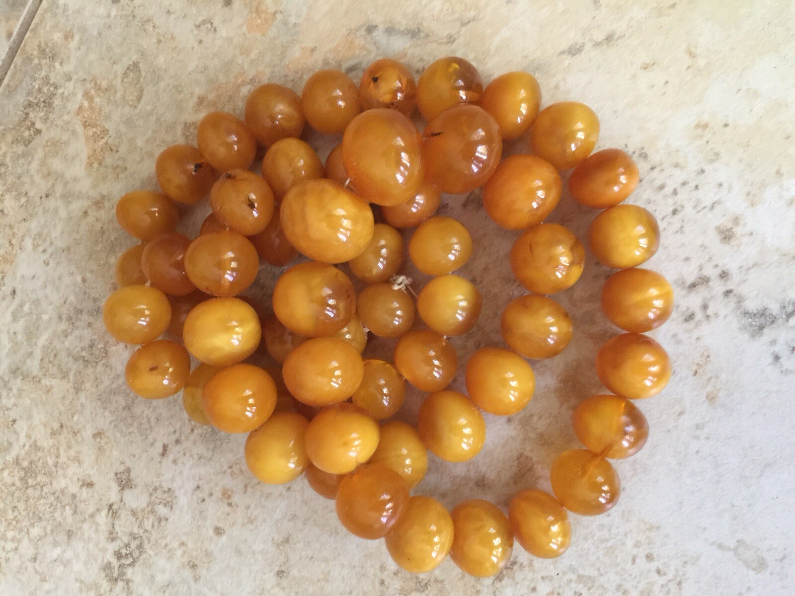 Antique Baltic Amber EGG YOLK Graduated Large Bead N… - Gem