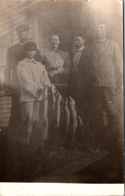 RPPC Family Holding Fish on a Line c1900s Real Photo Postcard | eBay