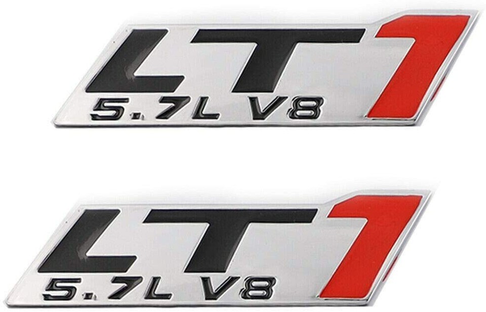 2x LT 1 5.7L V8 LT1 Emblem Engine Hood Decal Trim Badge Nameplate ...
