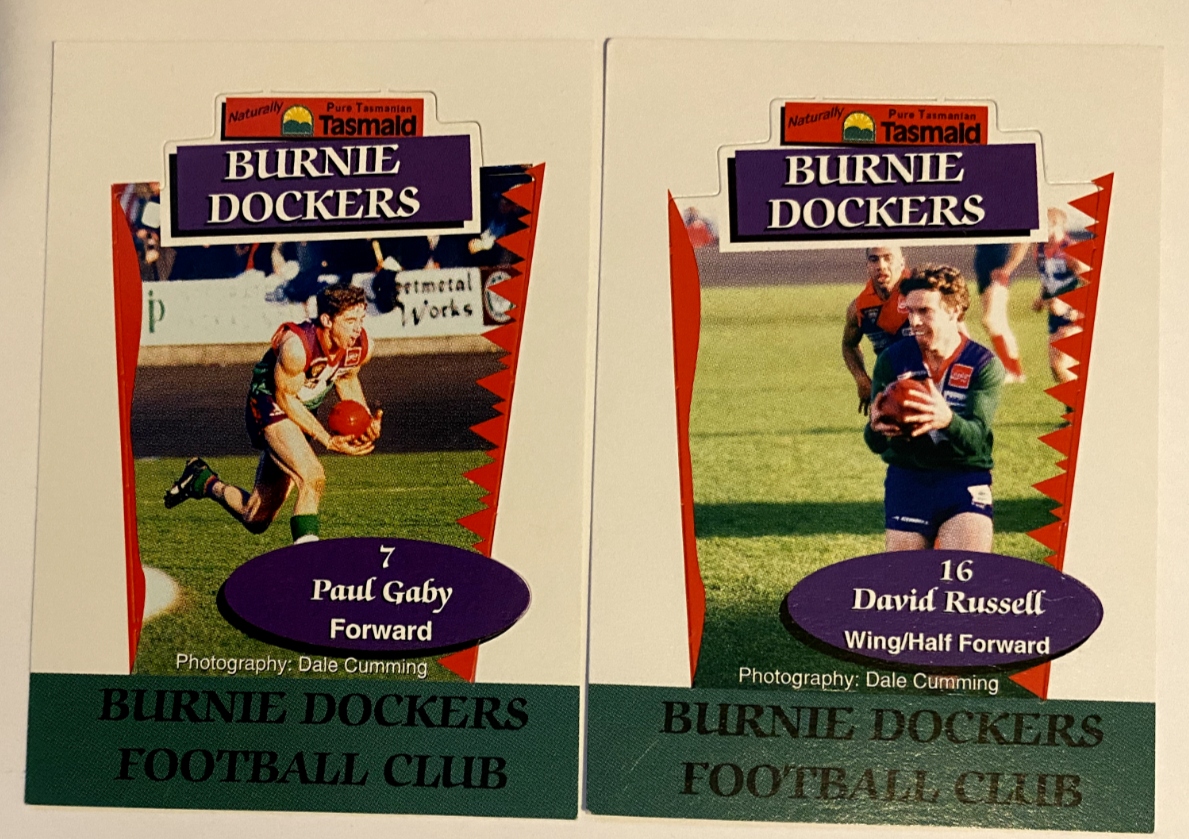 TASMAID pop-up cards lot of 2 collector cards 1994 Burnie Dockers Rare ...