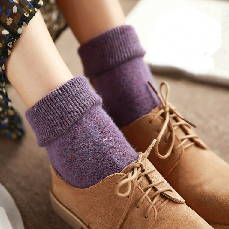 5 Pack Women Wool Angora Casual Solid Boot Warm Thick Crew Socks ...