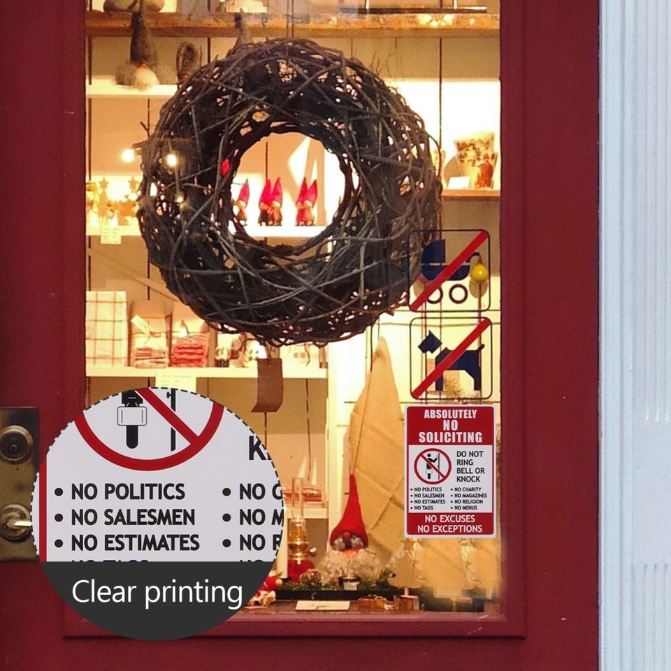 2pcs Absolutely No Soliciting Door Sign Do Not Ring Bell Sign Front ...