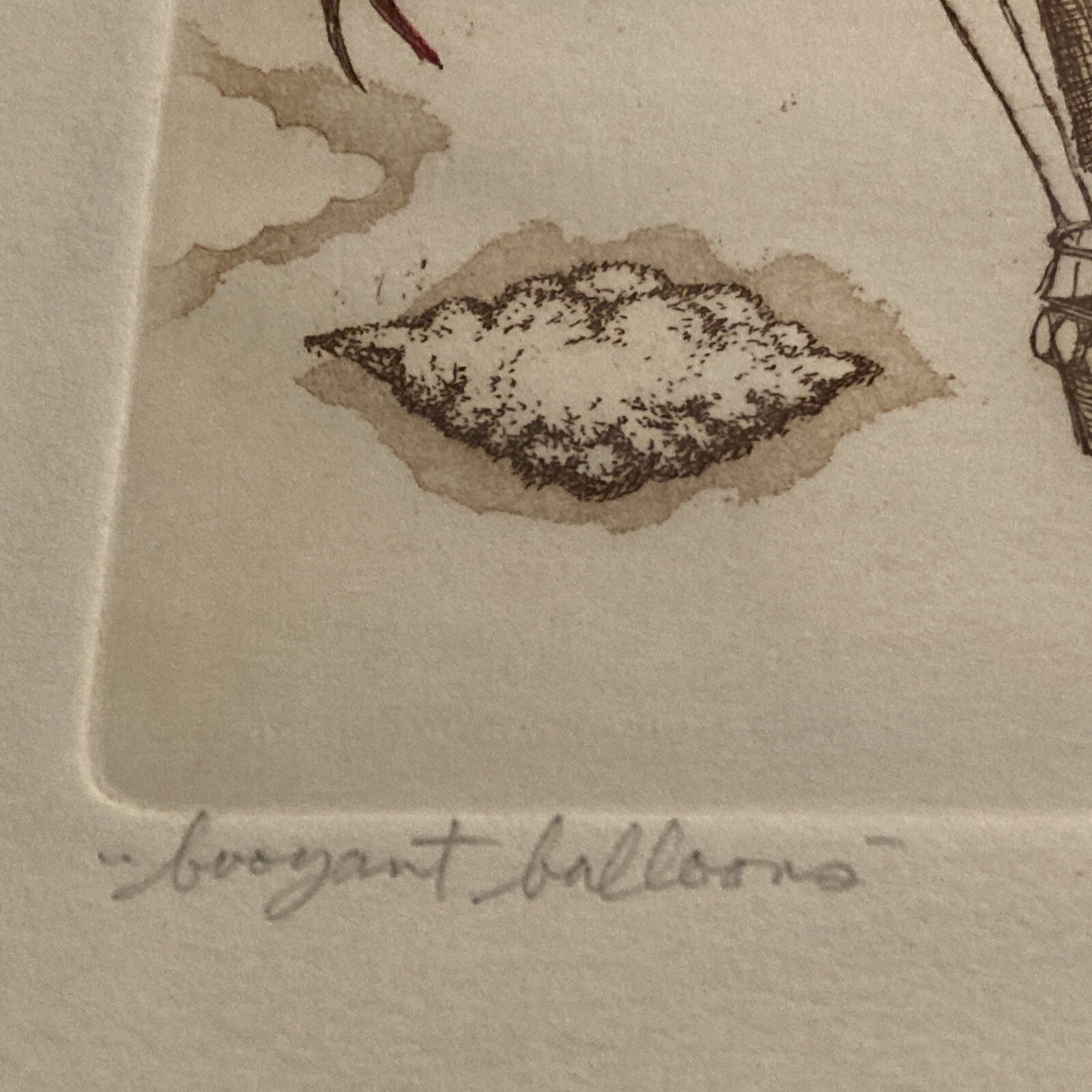 David Olson signed etching rare 87/200 “bouyant balloons” 10” X 13.5 ...