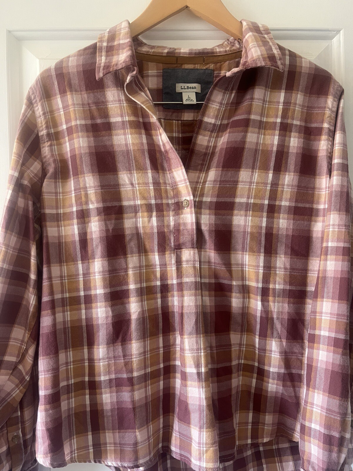 LL Bean Signature Flannel Shirt Womens Large Regular … - Gem