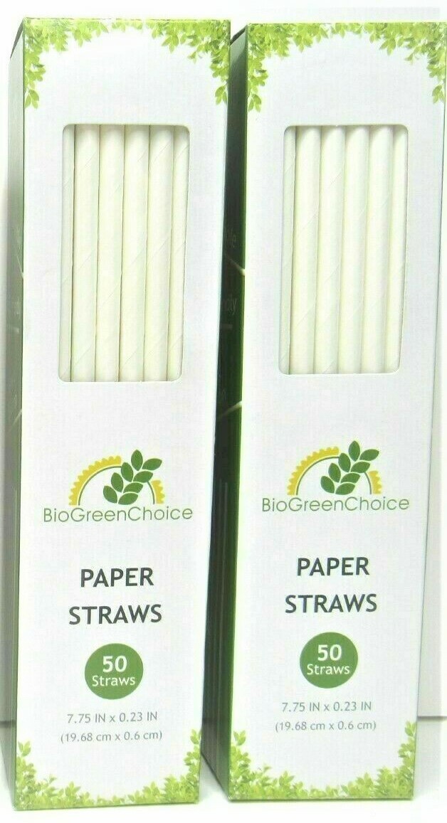 TrueChoice BioGreen Choice Paper Straws - 2 Packs - 50 pack each (100 ...