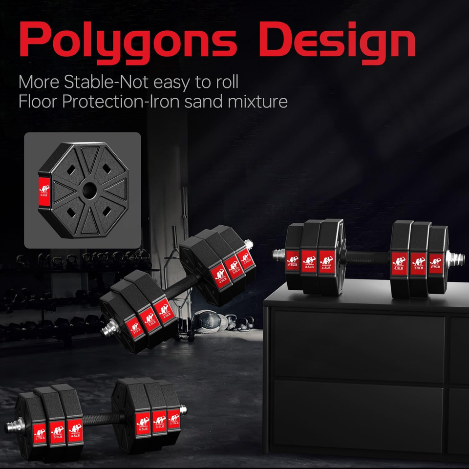 Adjustable Weights Dumbbells Set, 44Lbs 66Lbs 88Lbs 3 in 1 Adjustable ...