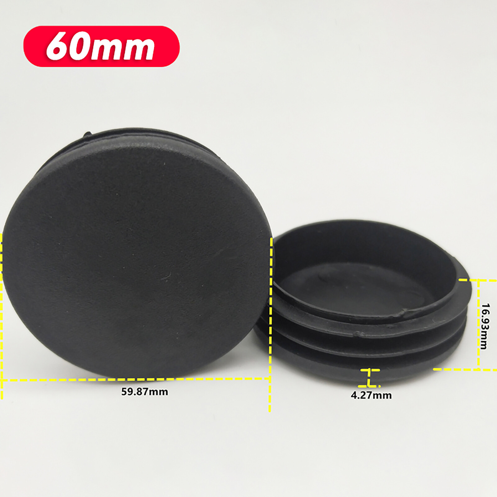 Ø 10-114 mm Round Tube Hole Plug Plastic End Caps Tubing Glide Tips ...