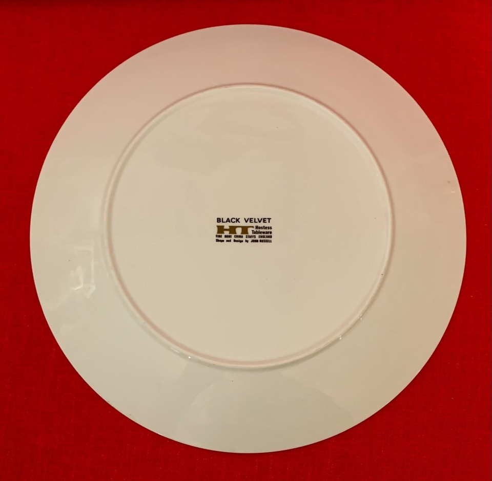 Vintage MCM Black Velvet Dinner Plate Hostess Tableware John Russell ...