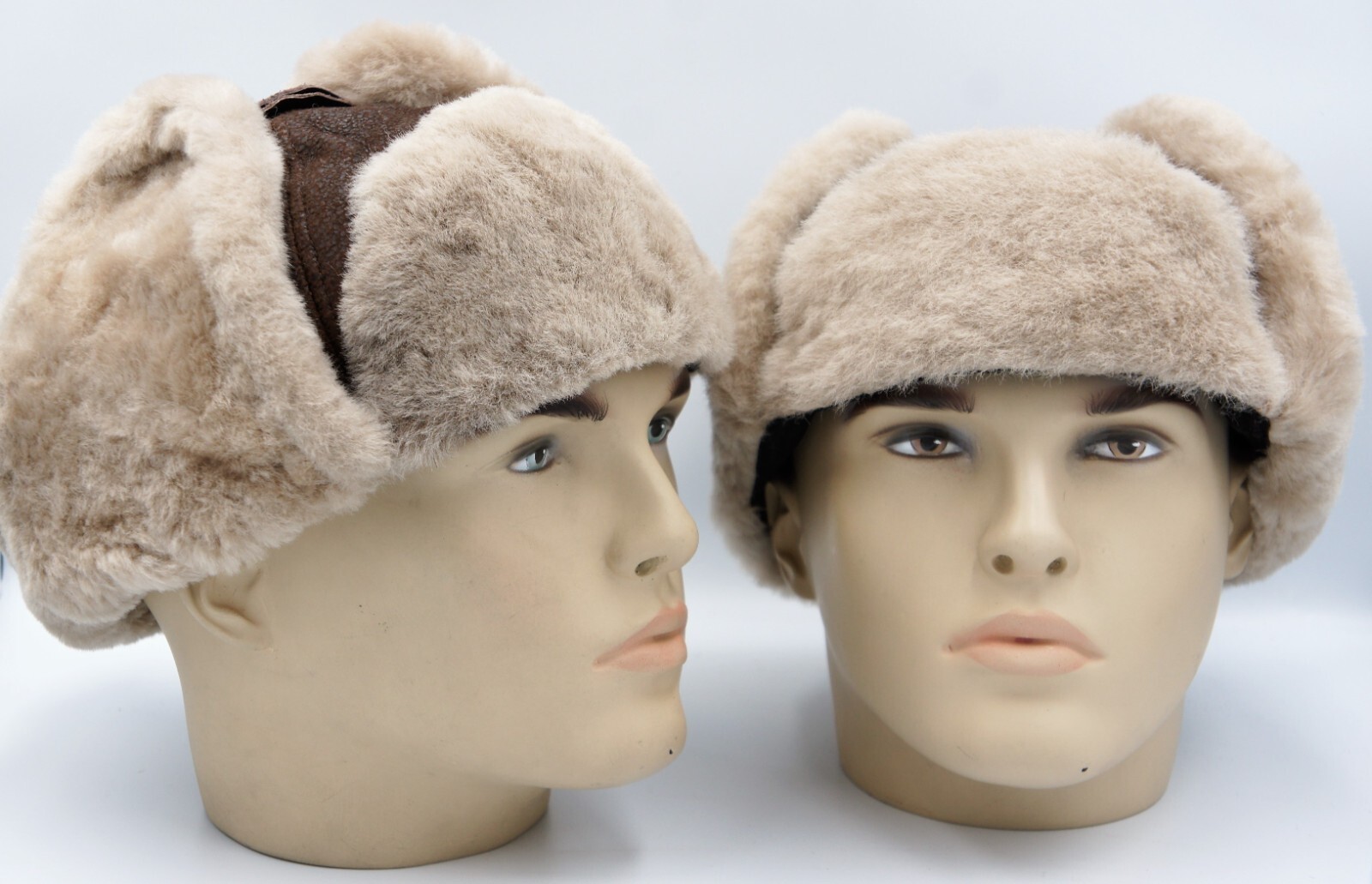 100% Sheepskin Shearling Leather Hat Trapper Ushanka Hunting M-3XL ...