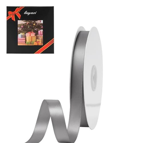 Silver Satin Ribbon Double Faced 1/2" X Continuous 25 Yards Ribbons ...