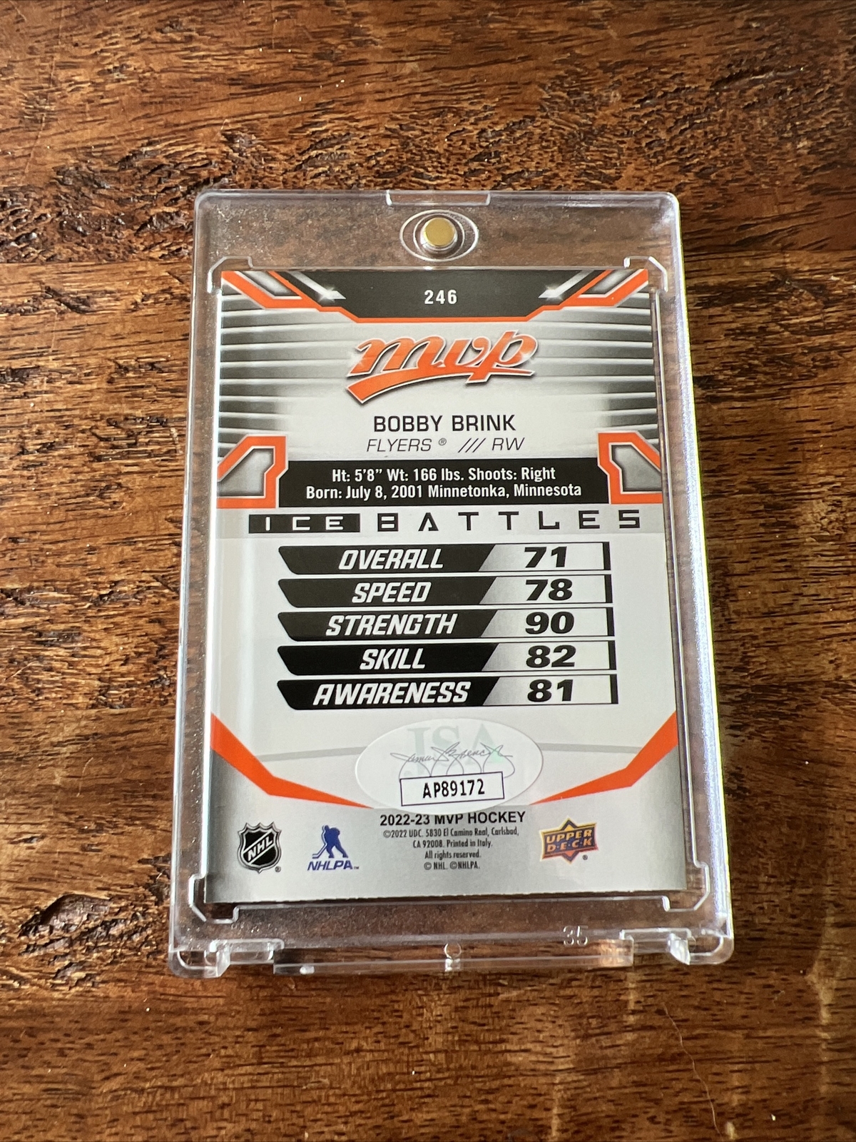 Bobby Brink IP Signed Upper Deck MVP Card JSA Coa Flyers Autographed | eBay