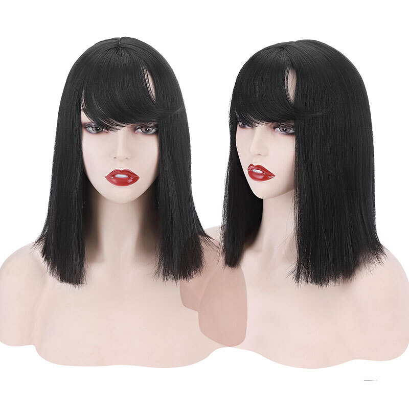 Lady Short Hair Bob Wigs Straight Ash Blonde Hair Wig Cosplay Party ...