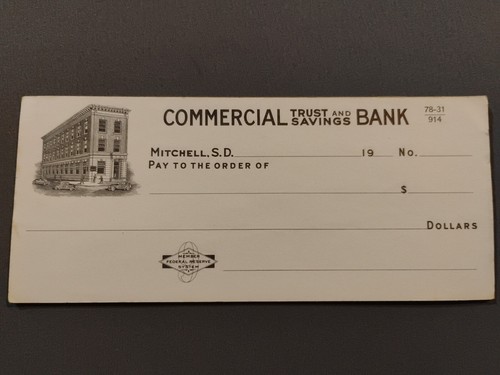 Vintage Blank Counter Checks - Commercial Trust and Savings Bank of ...