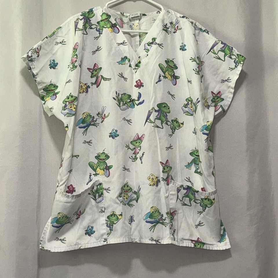 Vintage Scrub Top Dancing Frogs Anthropomorphic Womens Size Xl Read ...