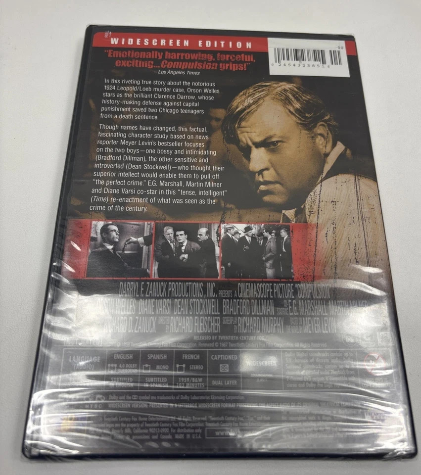 Compulsion DVD 2006 Orson Welles Dean Stockwell Crime Drama WIDESCREEN ...