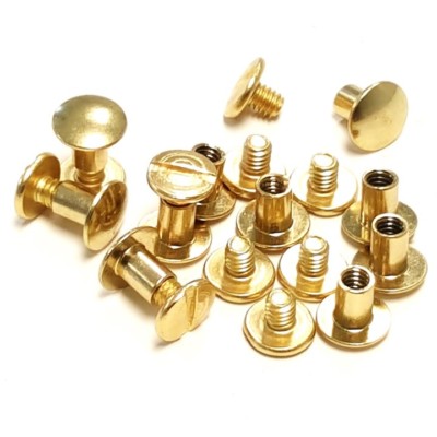 10 Pack 1/2" Brass Plated Chicago Screws Leather Fasteners | eBay