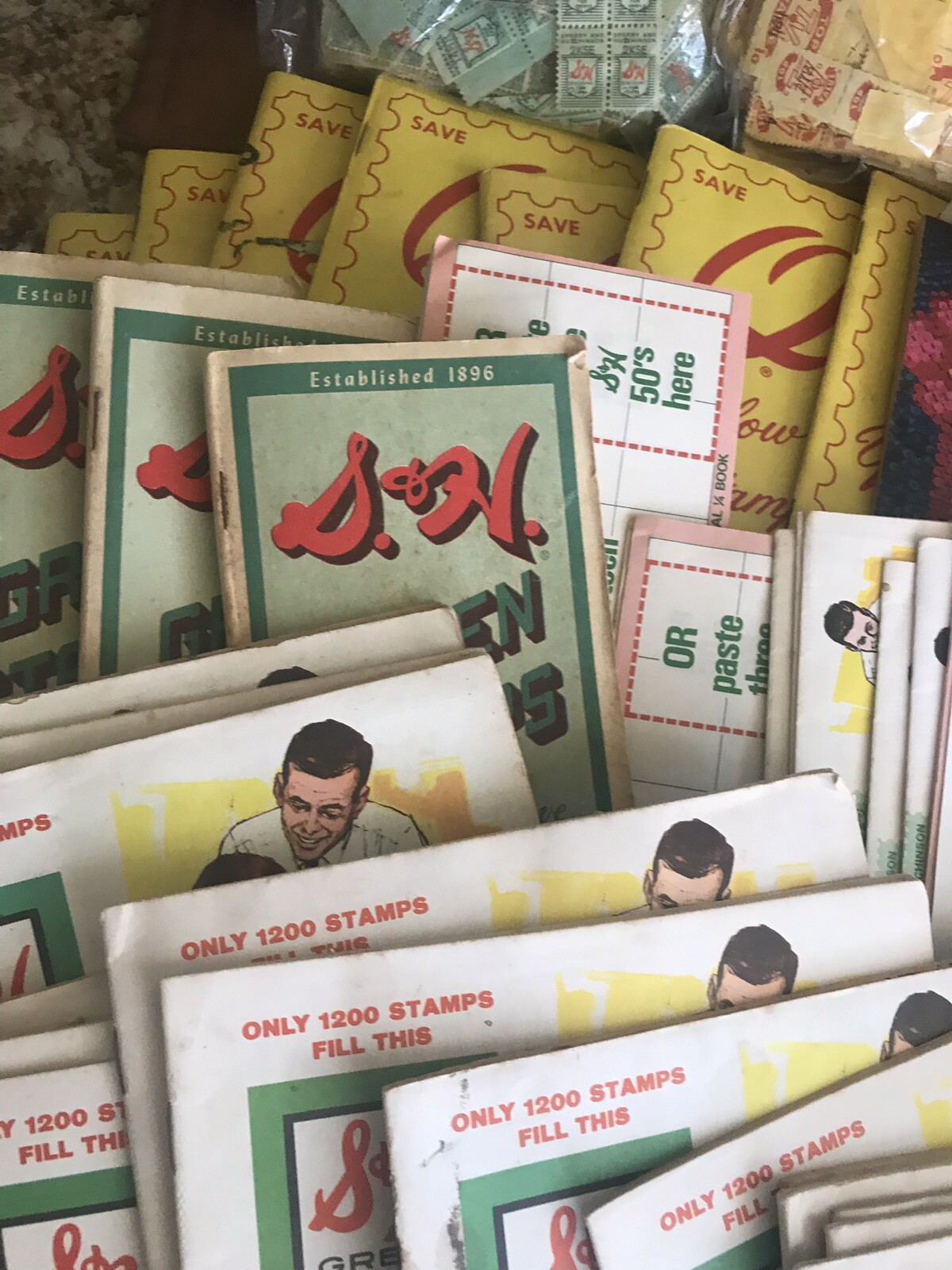 Vintage lot of S&H Green Stamp Plaid Gold Bond Redemption Stamps ...