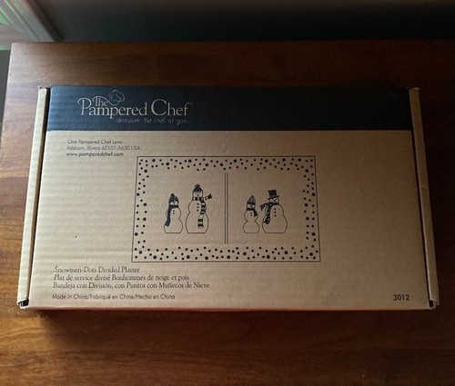 Pampered Chef Snowmen-Dots Divided Platter #3012 NEW | eBay
