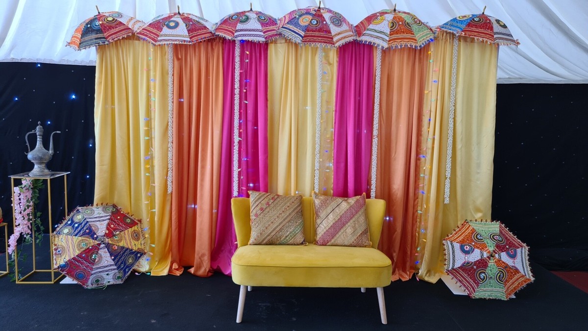 Indian Mehndi Party Decorations Mehndi Stage Wedding Backdrop Hire