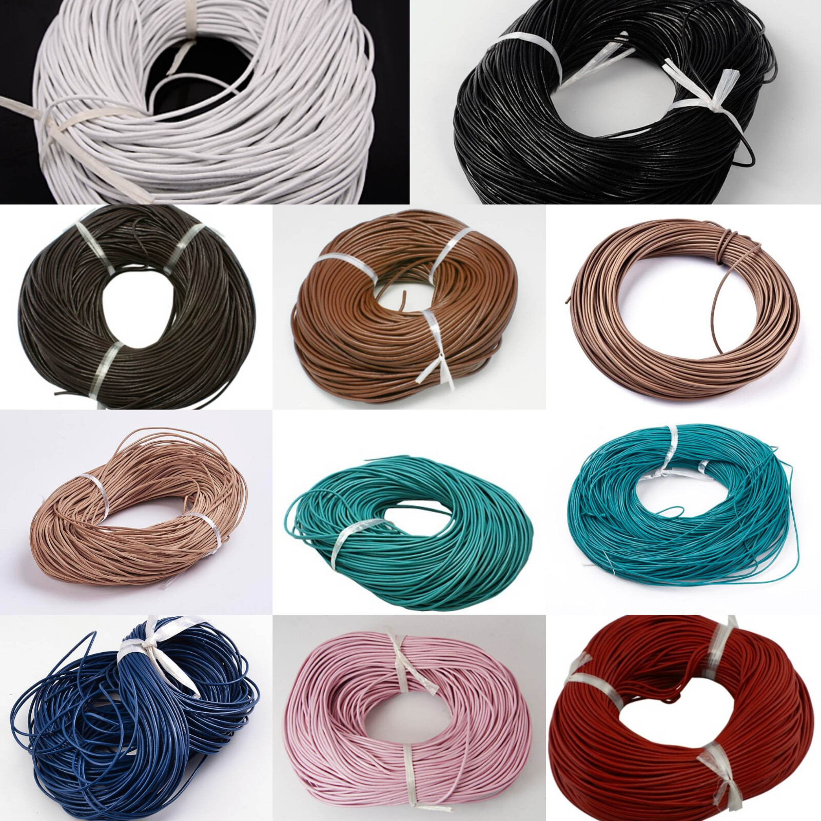 1 - 100 Meter Lederband 1/1,5/2/3/5 mm natur Lederriemen Rindsleder ...