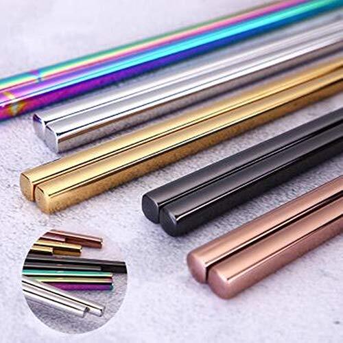 5pairs Polished Multicolor Rainbow 304 Stainless Steel Chopsticks ...