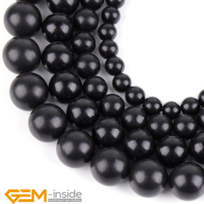 Natural Black Jet Gemstone Round Loose Spacer Beads for Jewelry Making ...