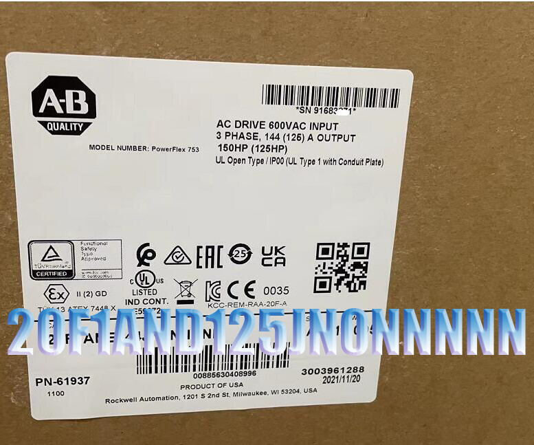 Allen-Bradley 20F1AND125JN0NNNNN PowerFlex Air Cooled 753 AC Drive | eBay