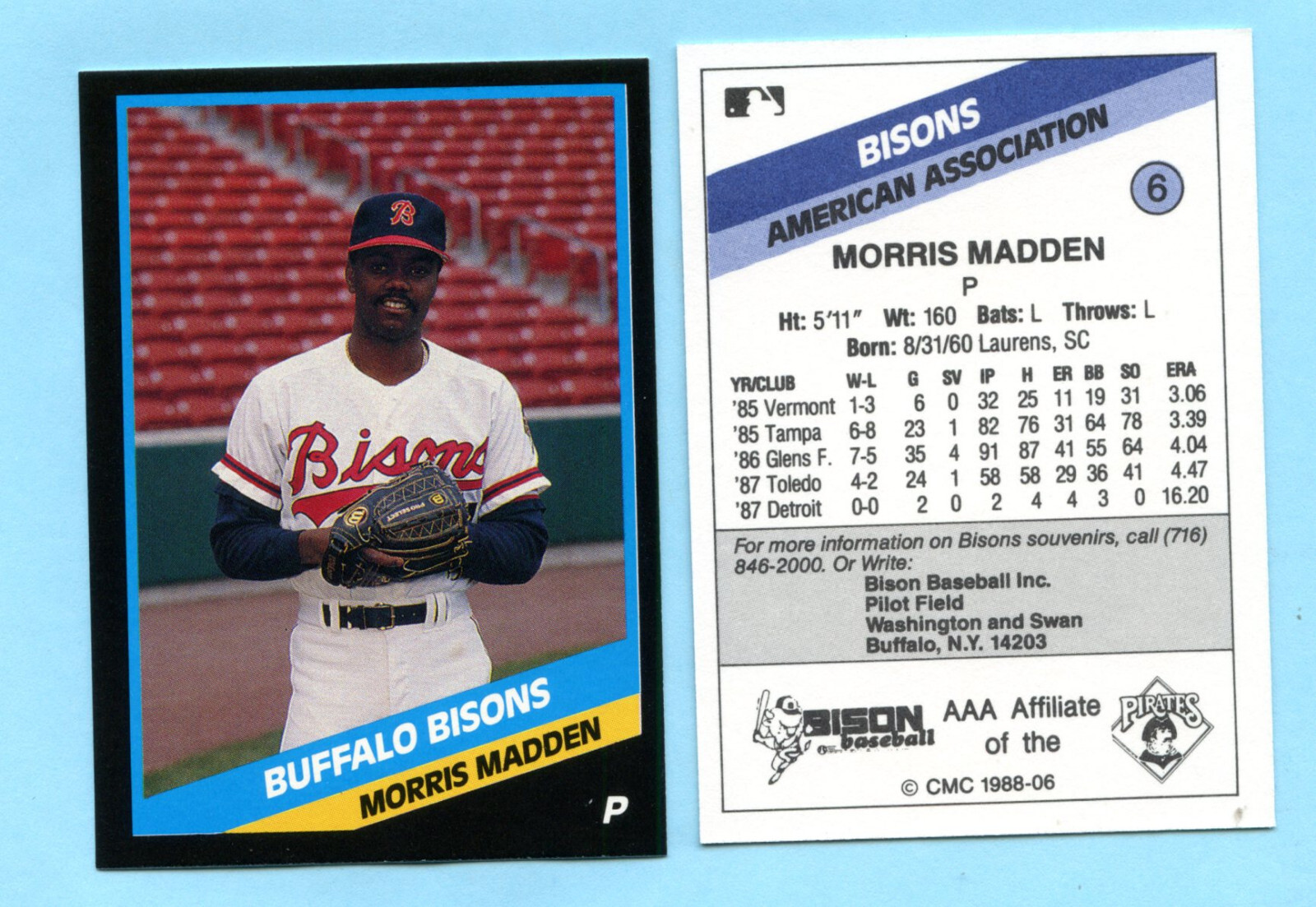 1988 CMC Minor League - Buffalo Bisons -Morris Madden - Box 195 | eBay