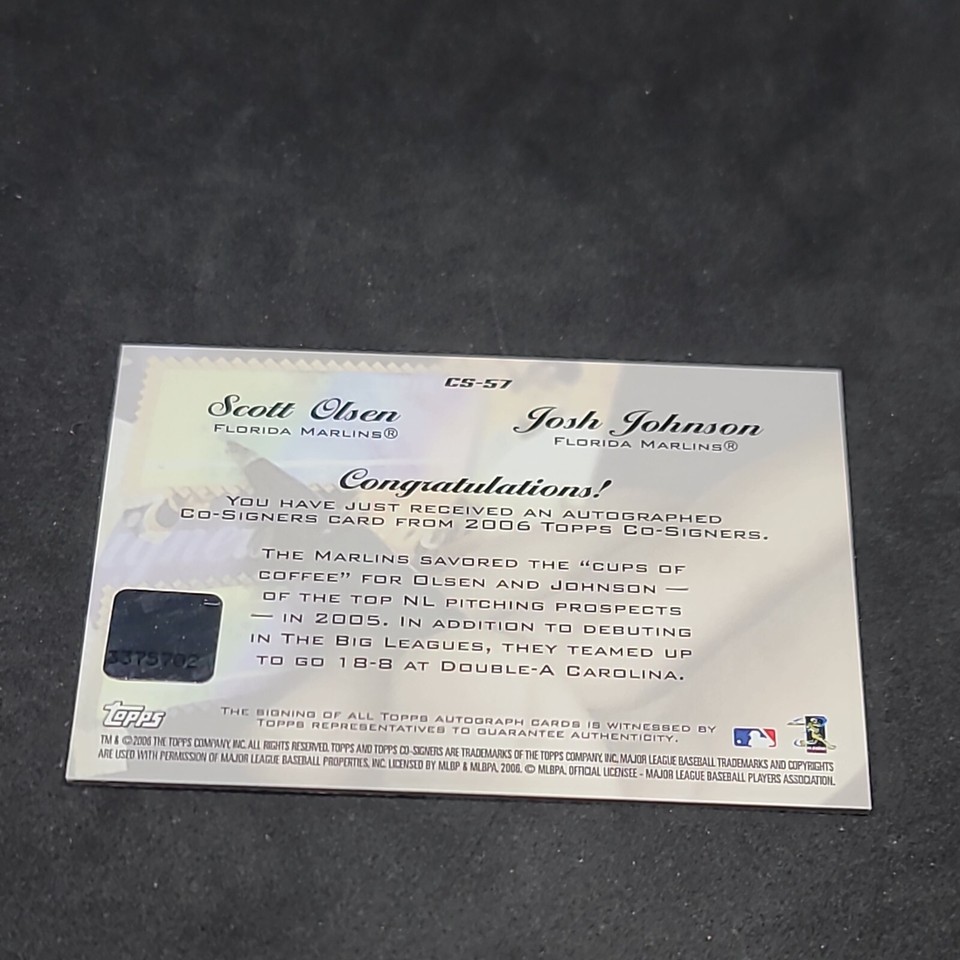 Josh Johnson & Scott Olsen 2006 Topps Co-Signers Autograph Auto | eBay