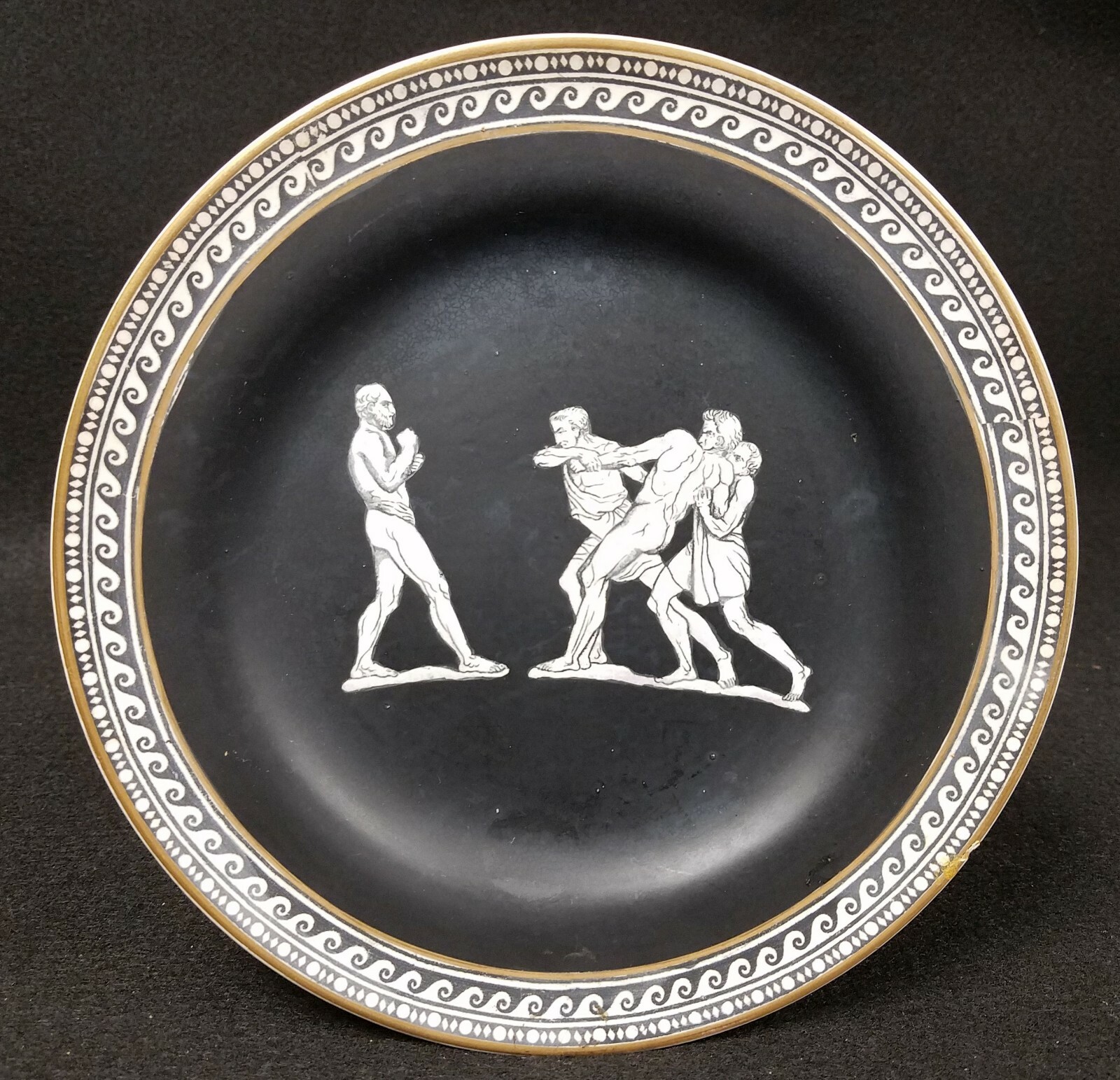 Antique Pratt Fenton "OLD GREEK" Plate of Men Urging Another to Fight ...