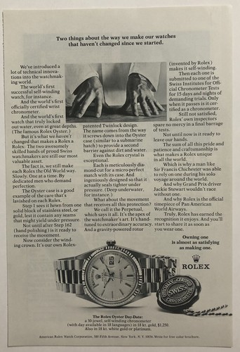Vintage 1971 Original Print Advertisement Full Page - Rolex Two Things ...