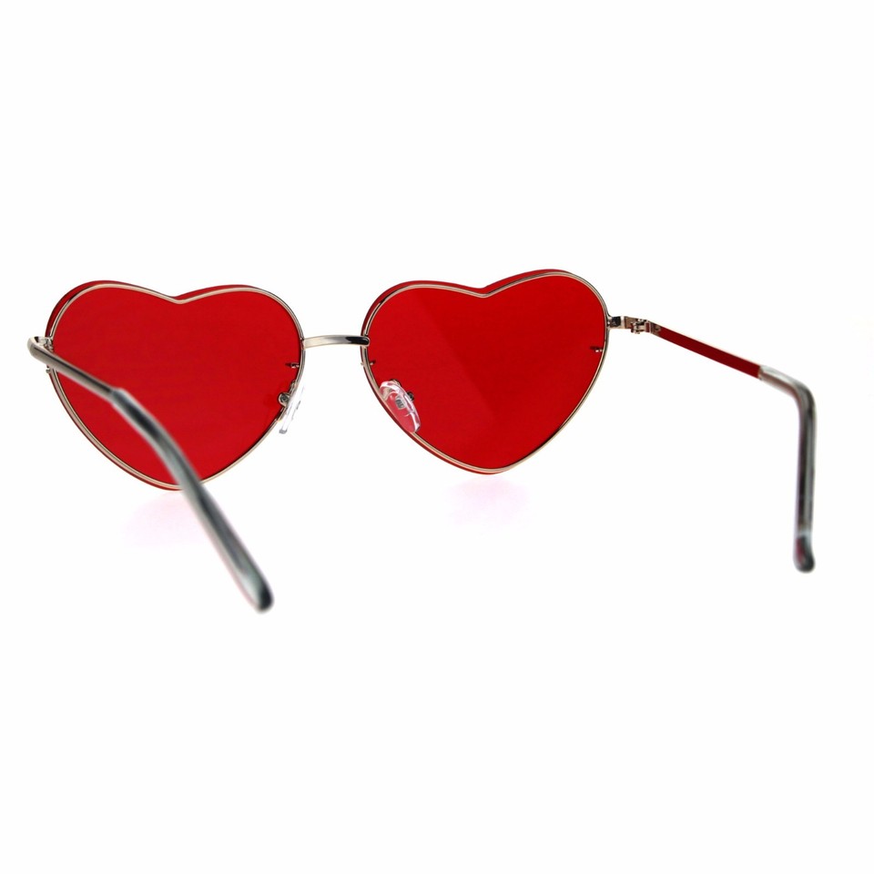 Womens Luxury Rimless Flat Panel Valentine Heart Sunglasses | eBay