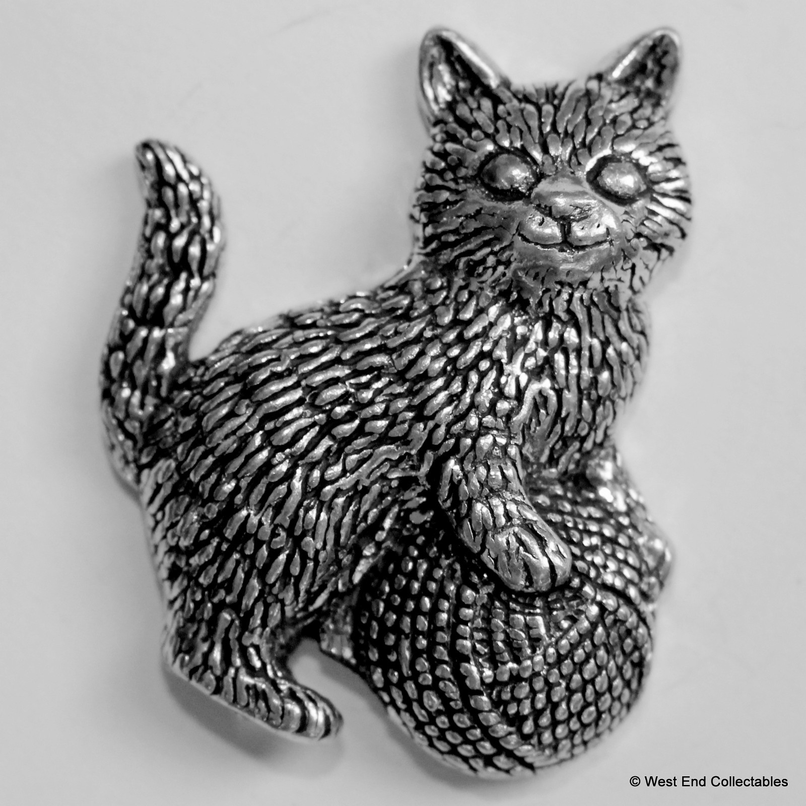 Kitten & Wool Pewter Brooch Pin -British Artisan Signed- Cat Gift ...