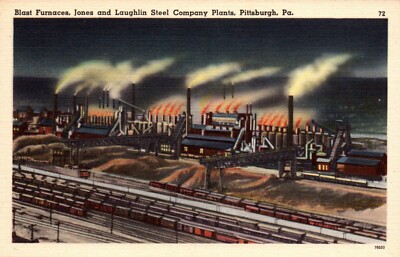 POSTCARD BLAST FURNACES JONES & LAUGHLIN STEEL COMPANY PLANTS ...