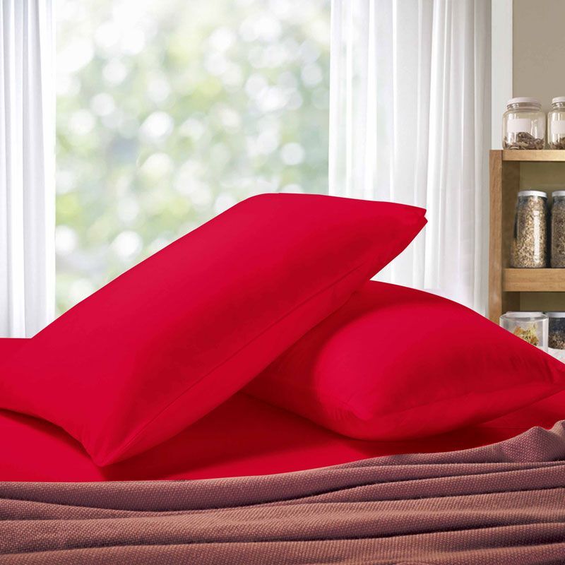 1000TC Premium Ultra Soft Queen size Pillowcases 2-Pack Red Fabric ...