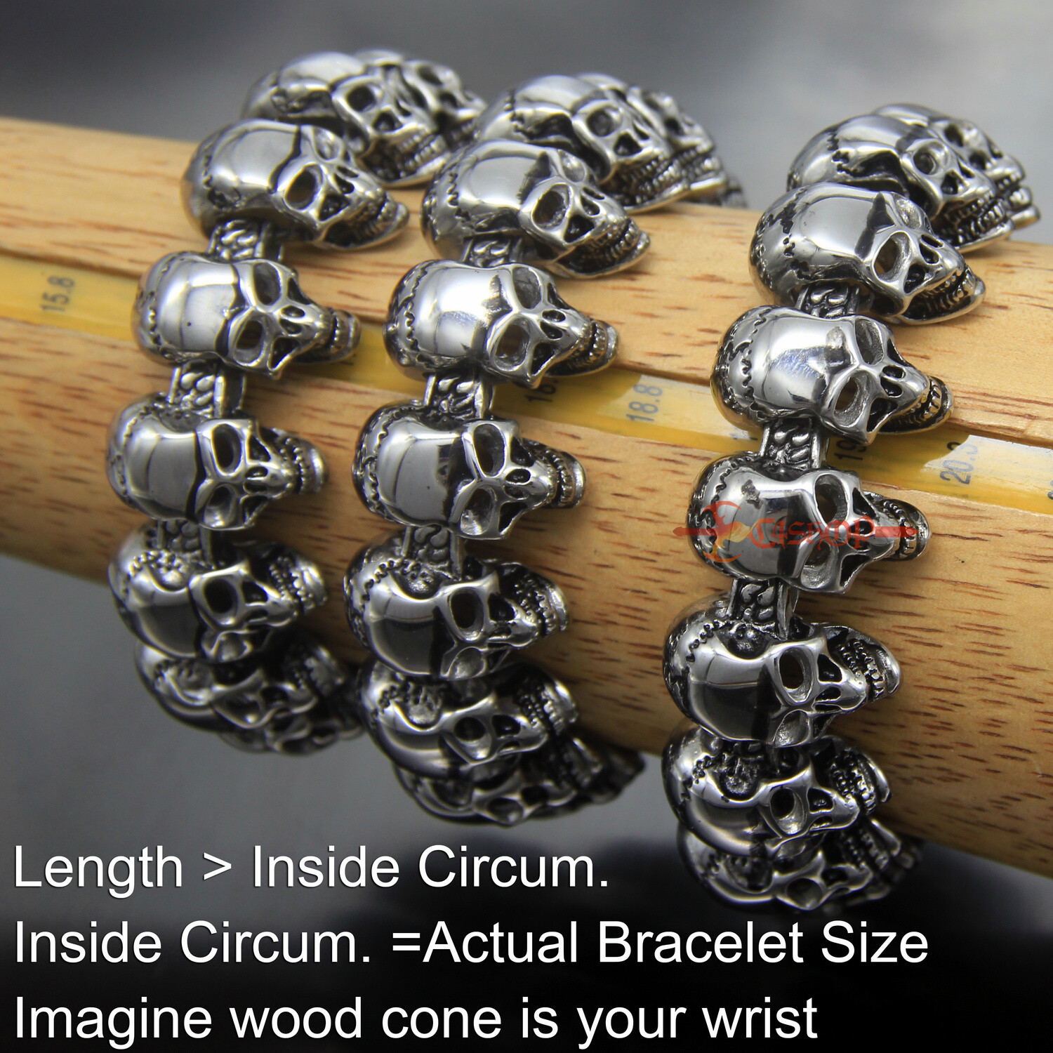 Men's Heavy 316L Stainless Steel Skull Head Chain Necklace Gothic Biker ...