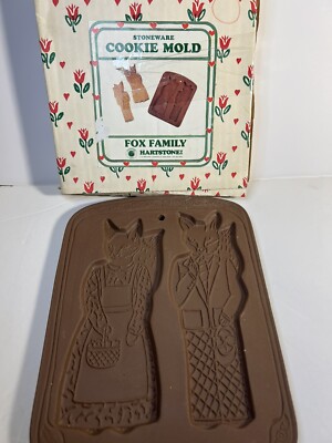 Hartstone Stoneware Shortbread/Cookie Mold FOX FAMILY Husband & Wife ...