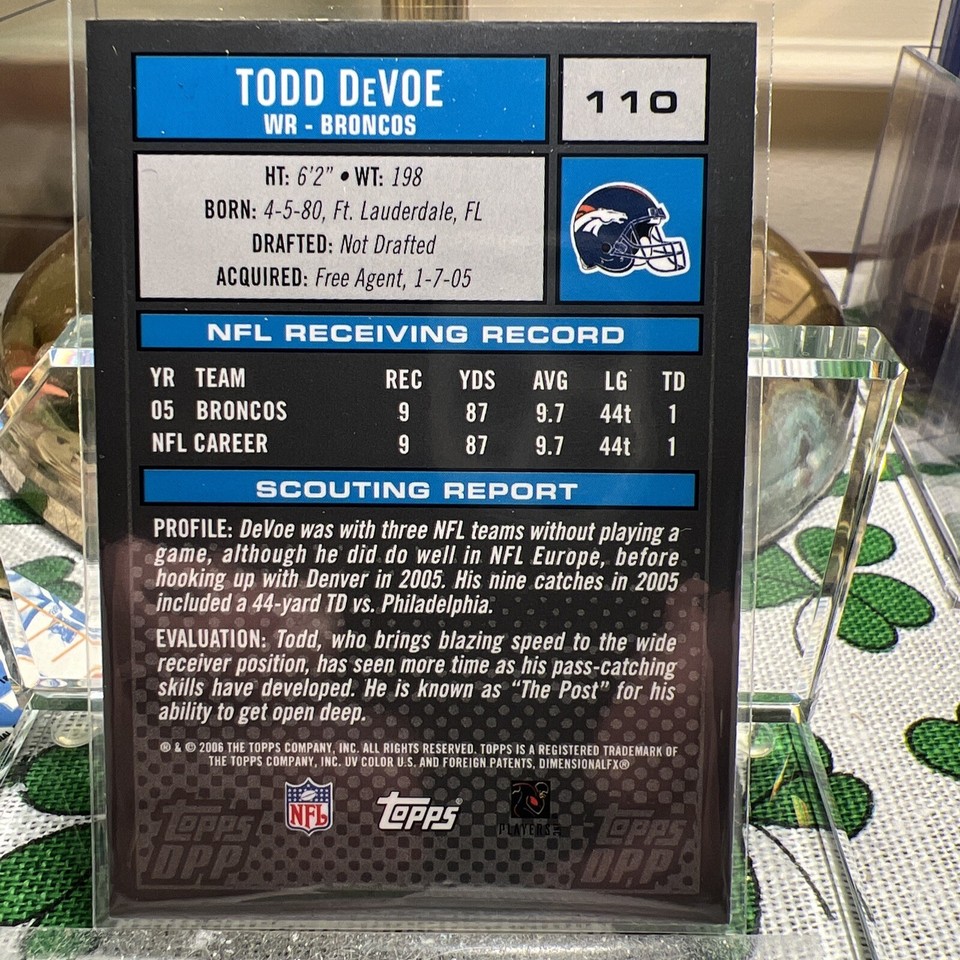 Todd DeVoe Broncos 2006 Topps DPP Chrome #110 | eBay