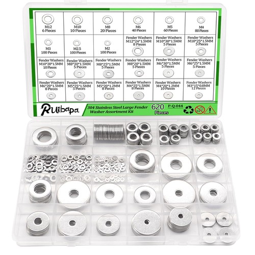 620PCS Stainless Steel Fender Washer Kit - 24 Sizes (M2-M12) for Home ...