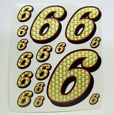 Racing Numbers Number 6 Decal Sticker Pack Gold Red Black 1/8 1/10 RC ...