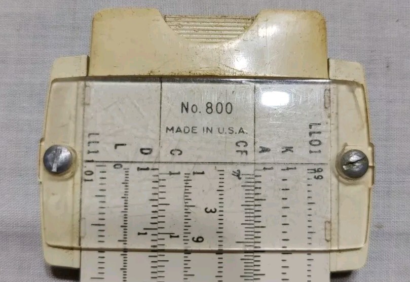 Acumath Engraved Slide Rule W/Instructions, Case Trig & Log Made In U.S ...