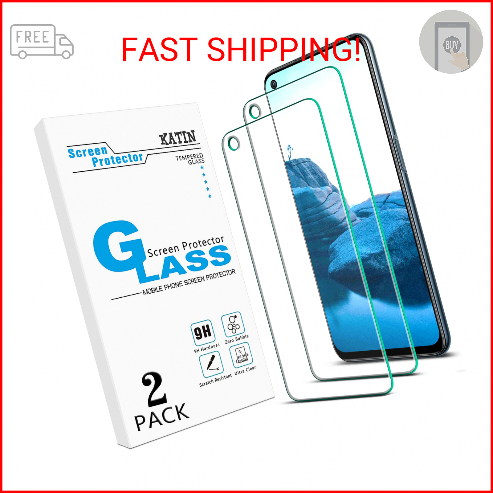 KATIN 2-Pack Tempered Glass For OnePlus Nord N200 5G Screen Protector ...